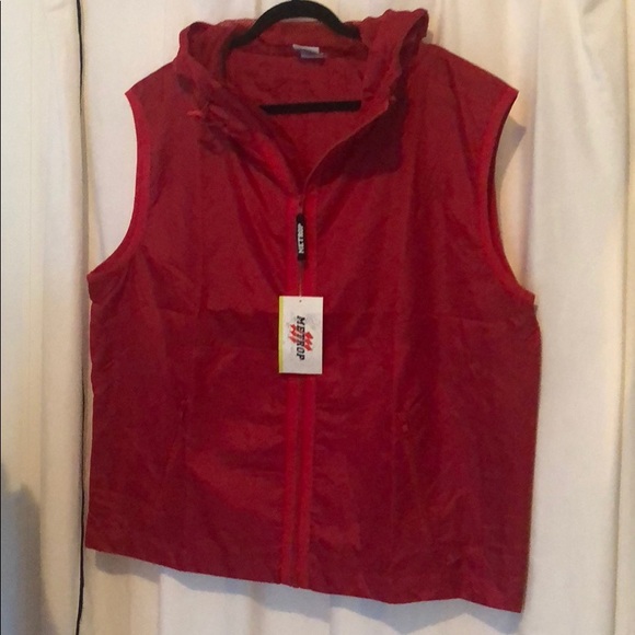 Jackets & Coats | Bright Red Windbreaker Vest With Hood Brand New ...